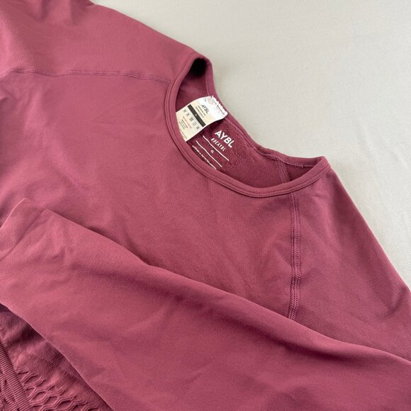 AYBL | Tops | Aybl Red Cropped Long Sleeve Top Gym Running Casual Fit ...